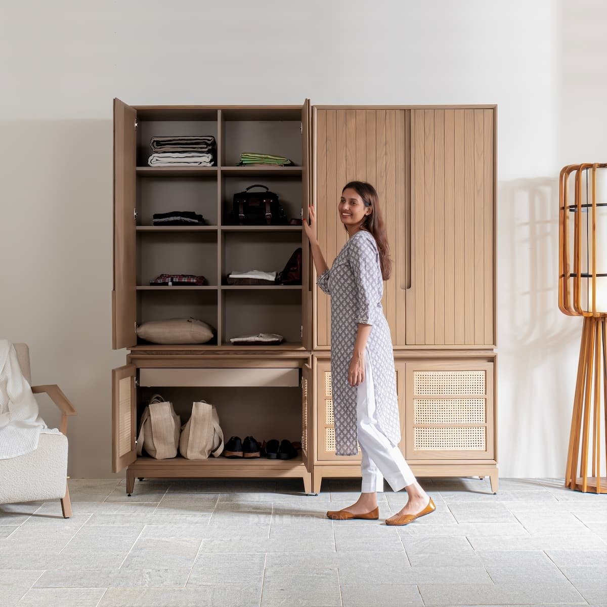 Buy Ellorah Rattan Wardrobe - 4 Shutter Online in India - Dtale Modern