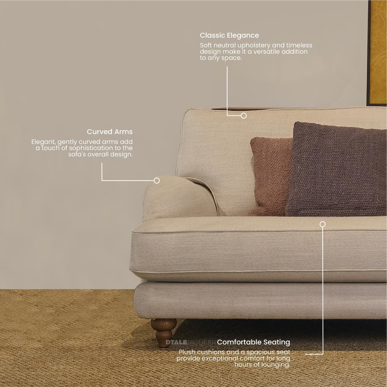 Buy Zenora Three-Seater Sofa Online in India - Dtale Modern