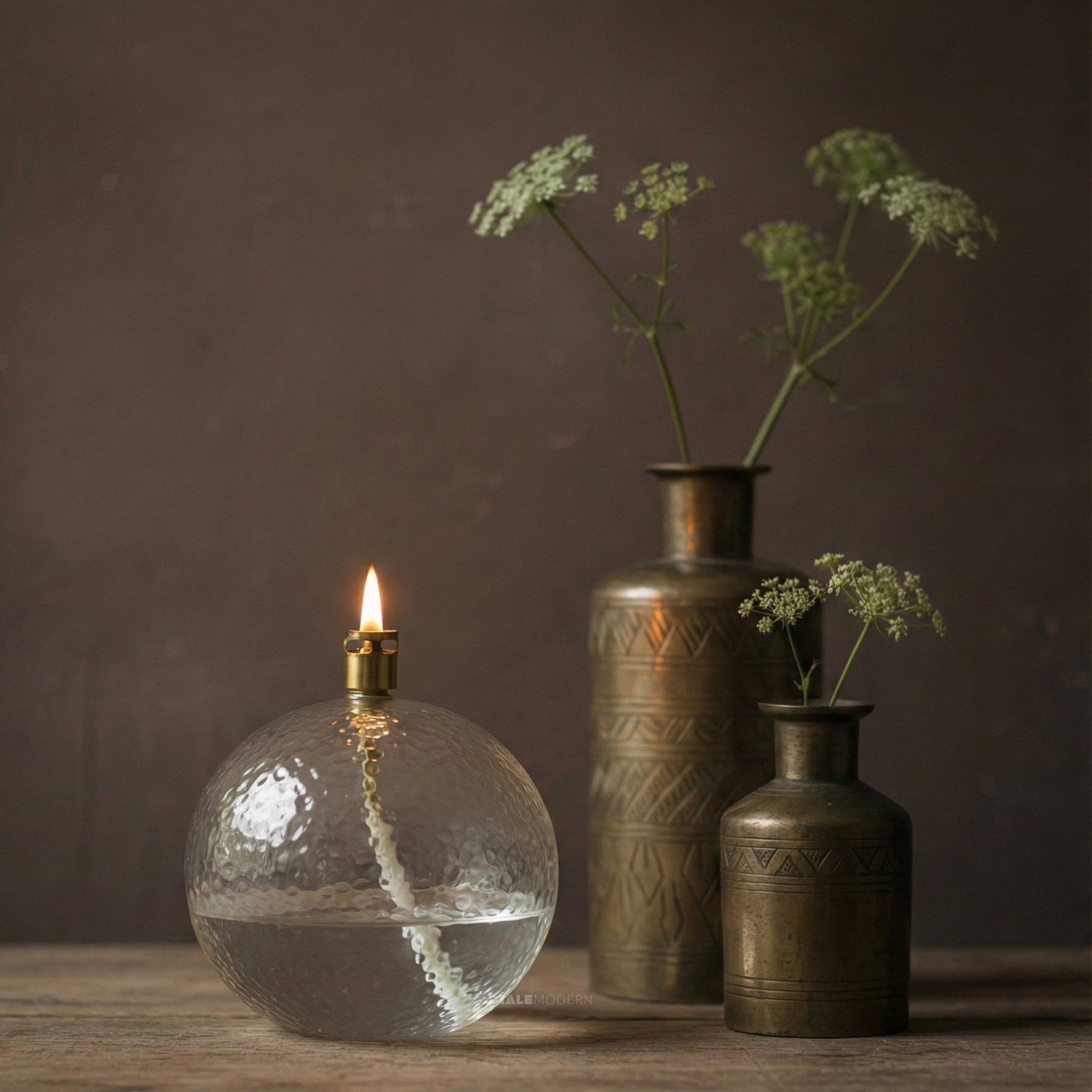 Buy Ranthal Glass Oil Lamp - Round (M) Online in India - Dtale Modern