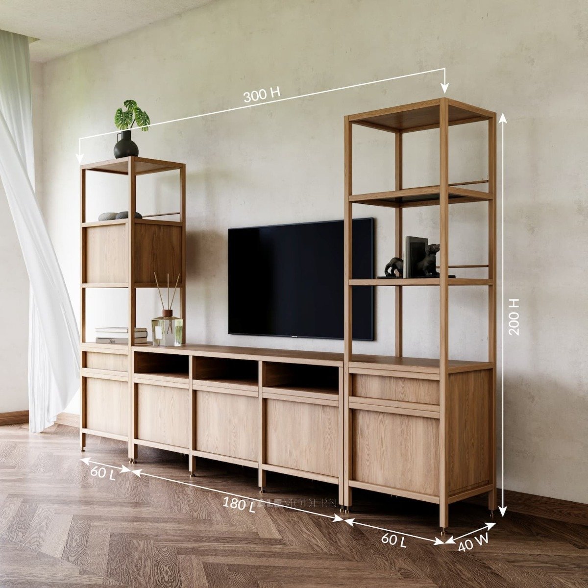 Buy Samara Modular Media Console with 2 Tall Cabinets Online in India ...