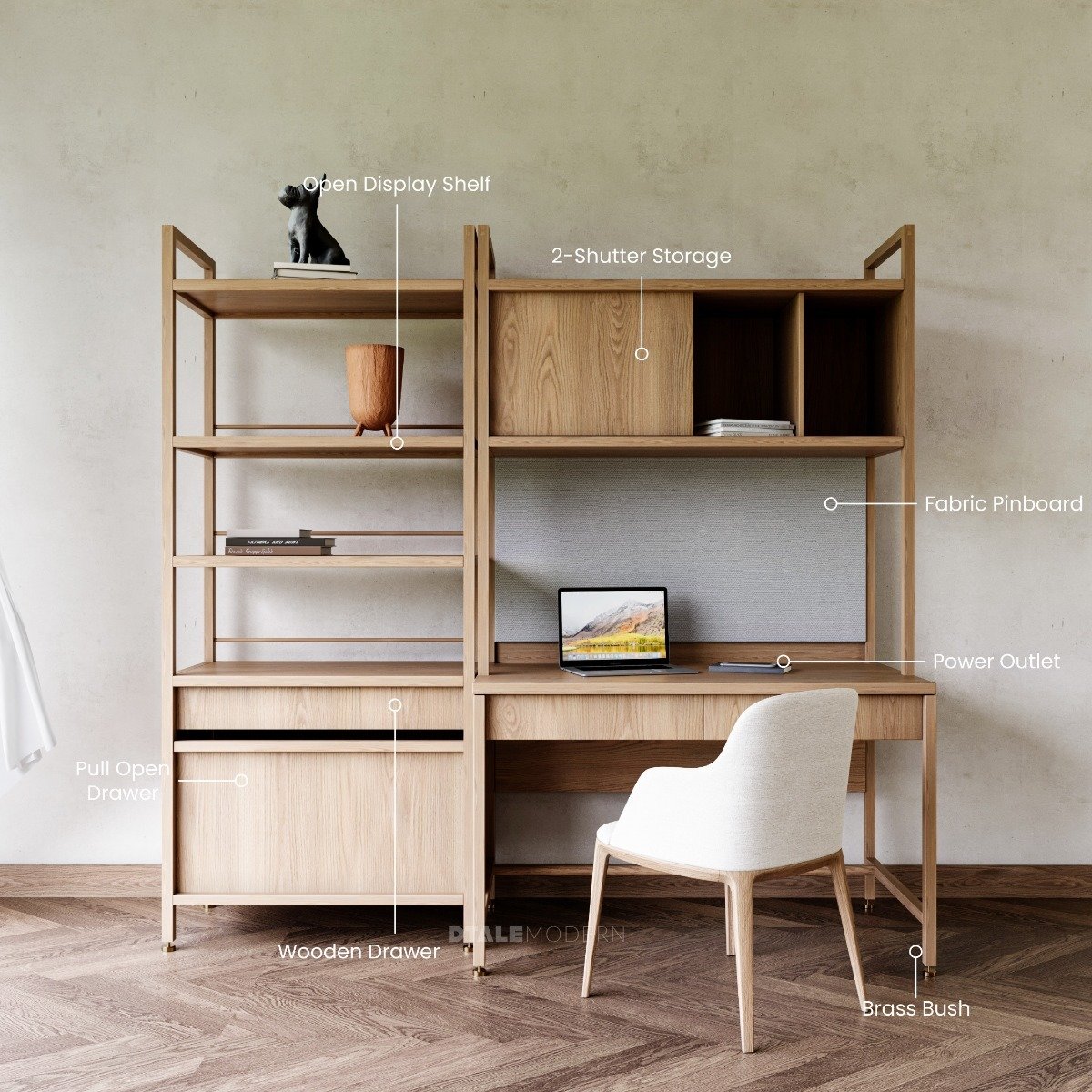 Buy Veda Modular Workspace Desk with Outlet & Bookcase Online in India ...