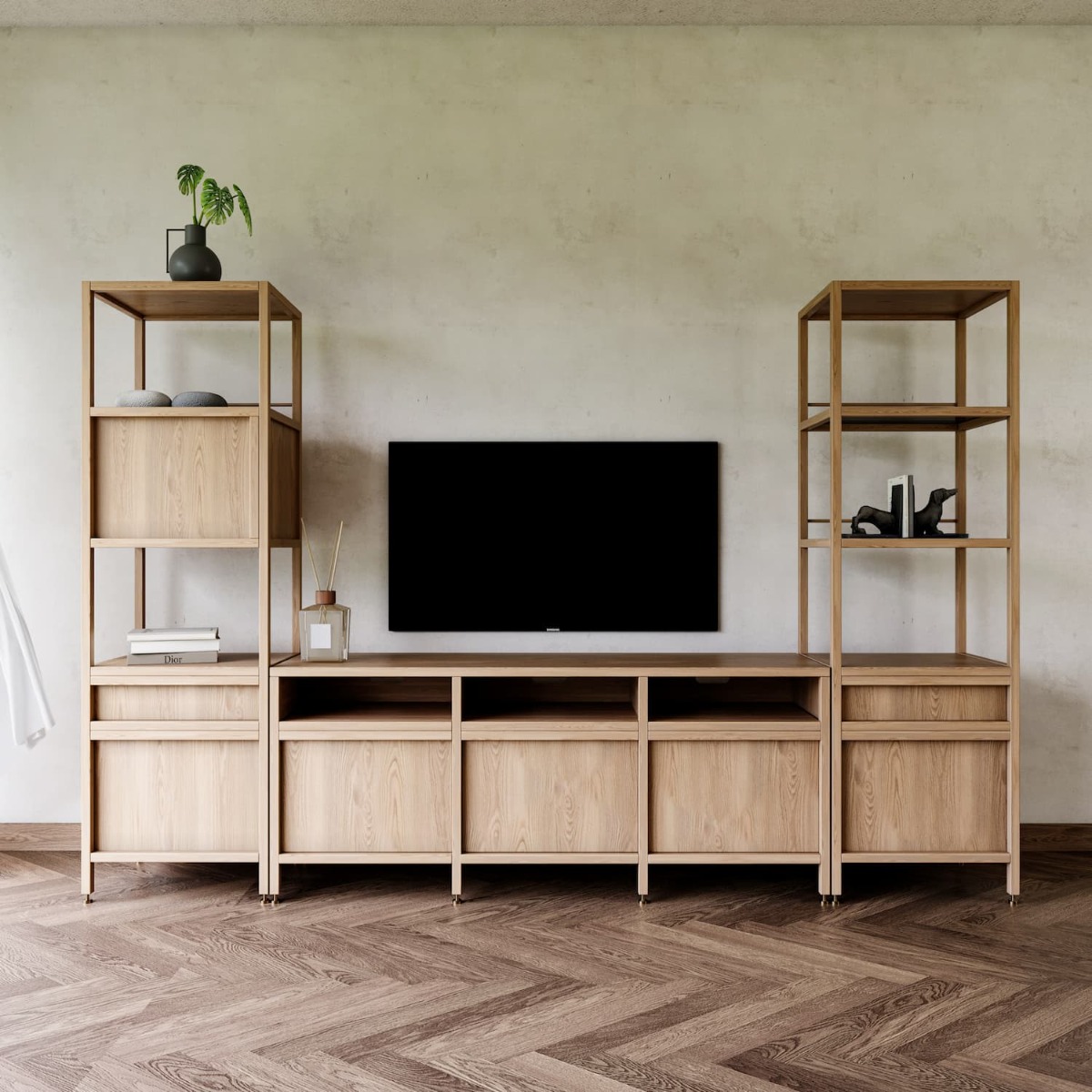 Buy Samara Modular Media Console with 2 Tall Cabinets Online in India ...