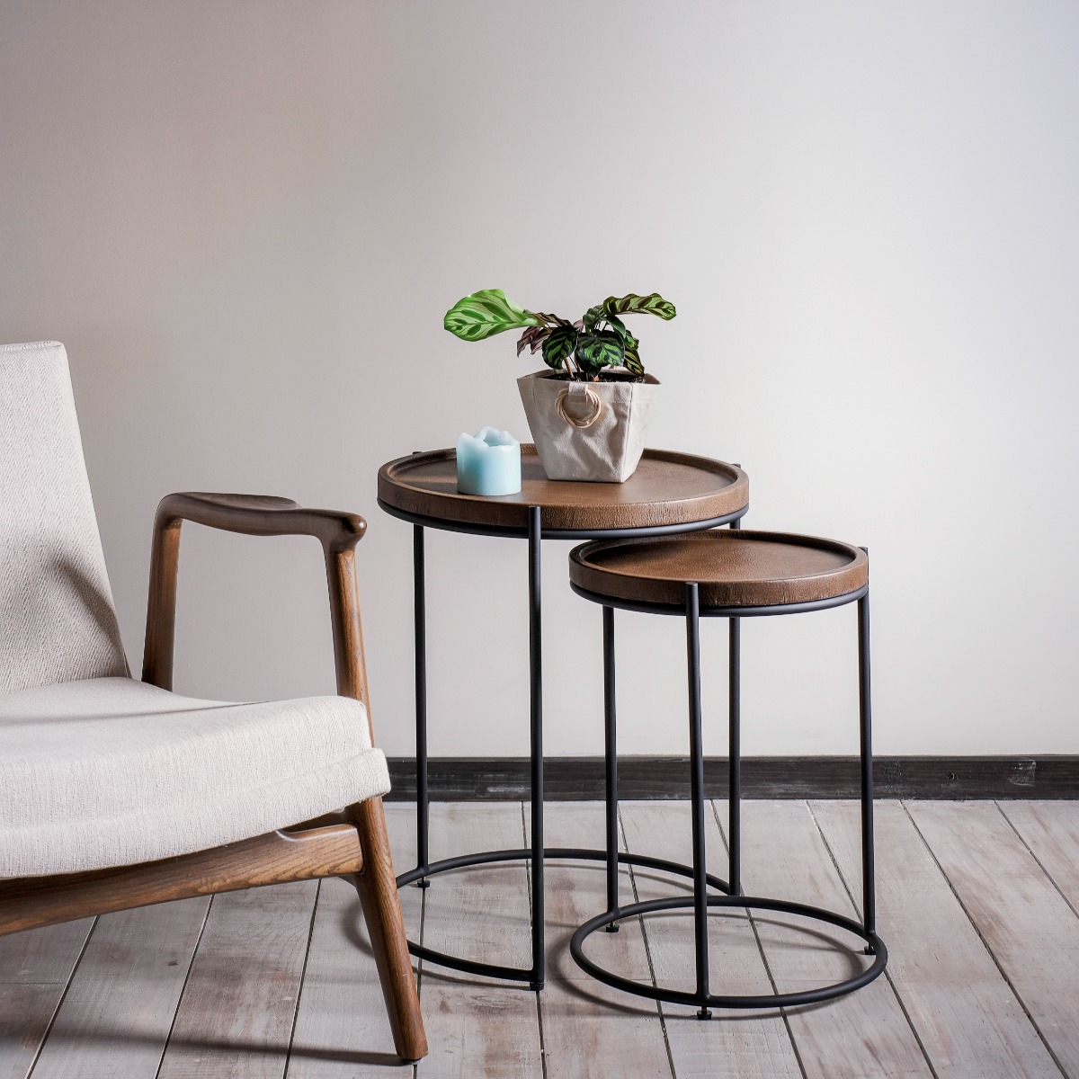 Buy Kobbler Leather Round End Table (Set of 2) Online in India - Dtale ...