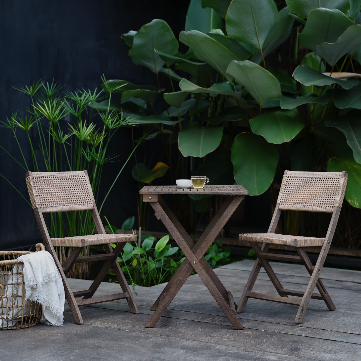 Buy Zenith Foldable 2 Seat Outdoor Set (1 Table & 2 Chairs) - Walnut ...