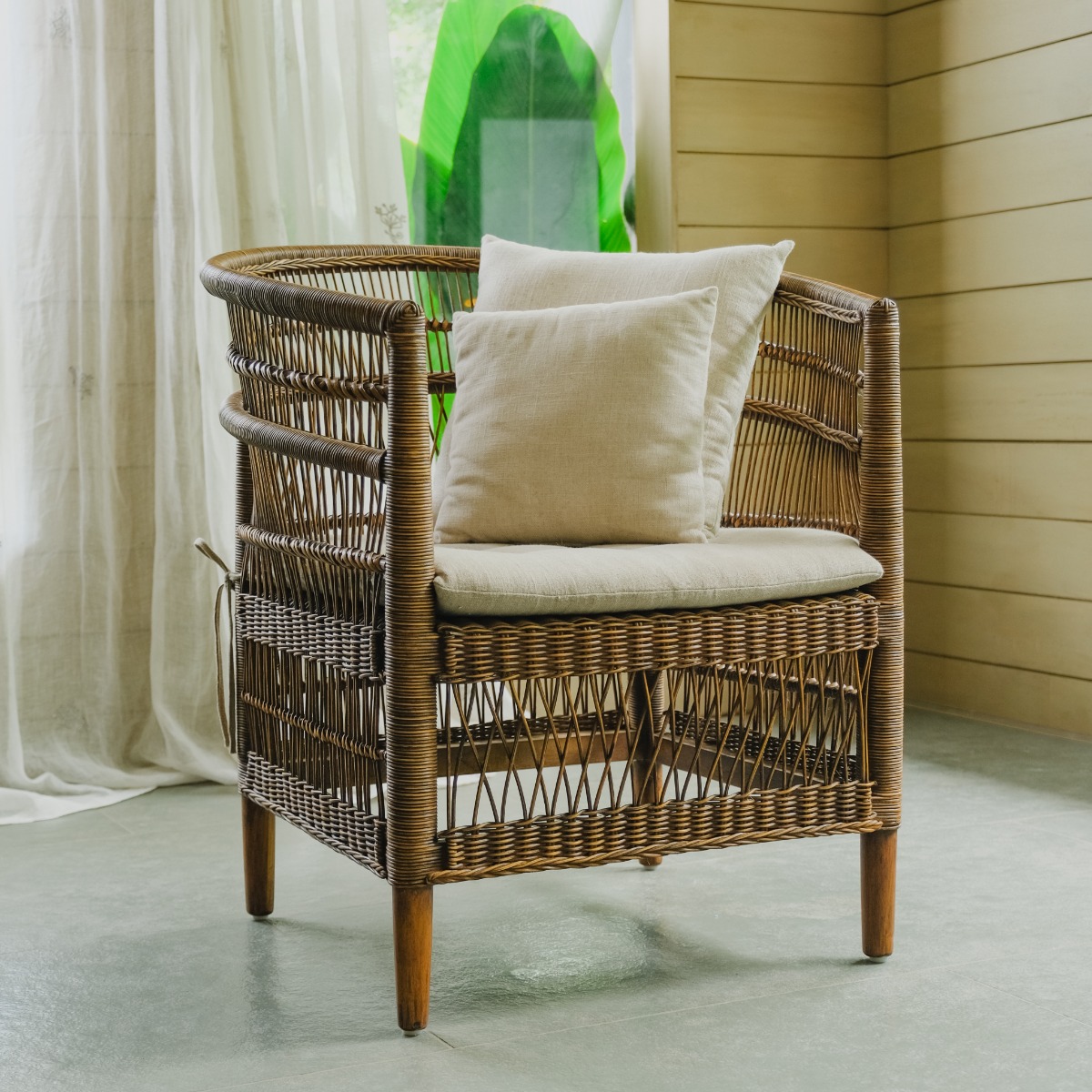 Buy Nirvana Cane Lounge Chair - Natural Online in India - Dtale Modern