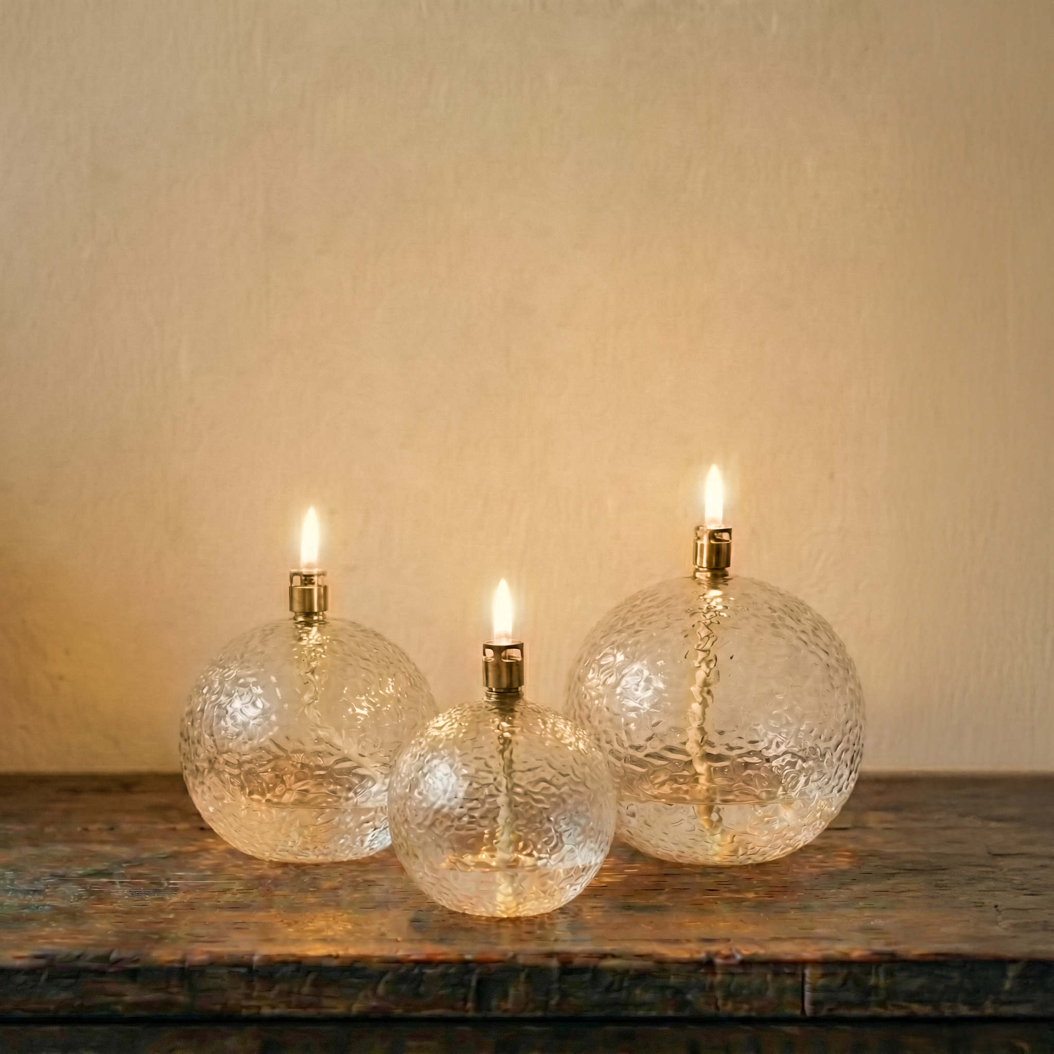 Buy Ranthal Glass Oil Lamp - Round (Set of 3) Online in India - Dtale ...
