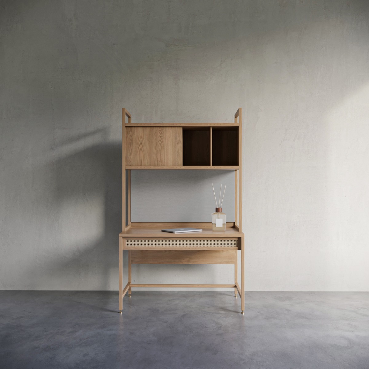 Buy Veda Cane Workspace Desk with Outlet & Hutch (120) Online in India ...
